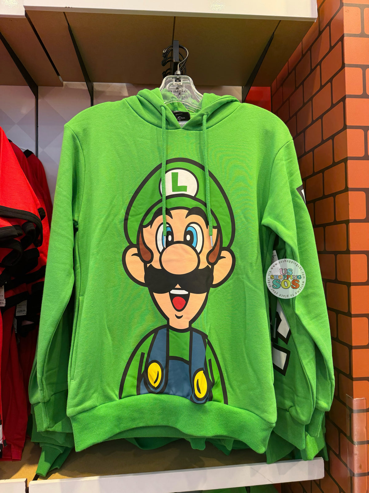 Universal Studios - Super Nintendo World - Luigi Big Face Hoodie Pullo ...