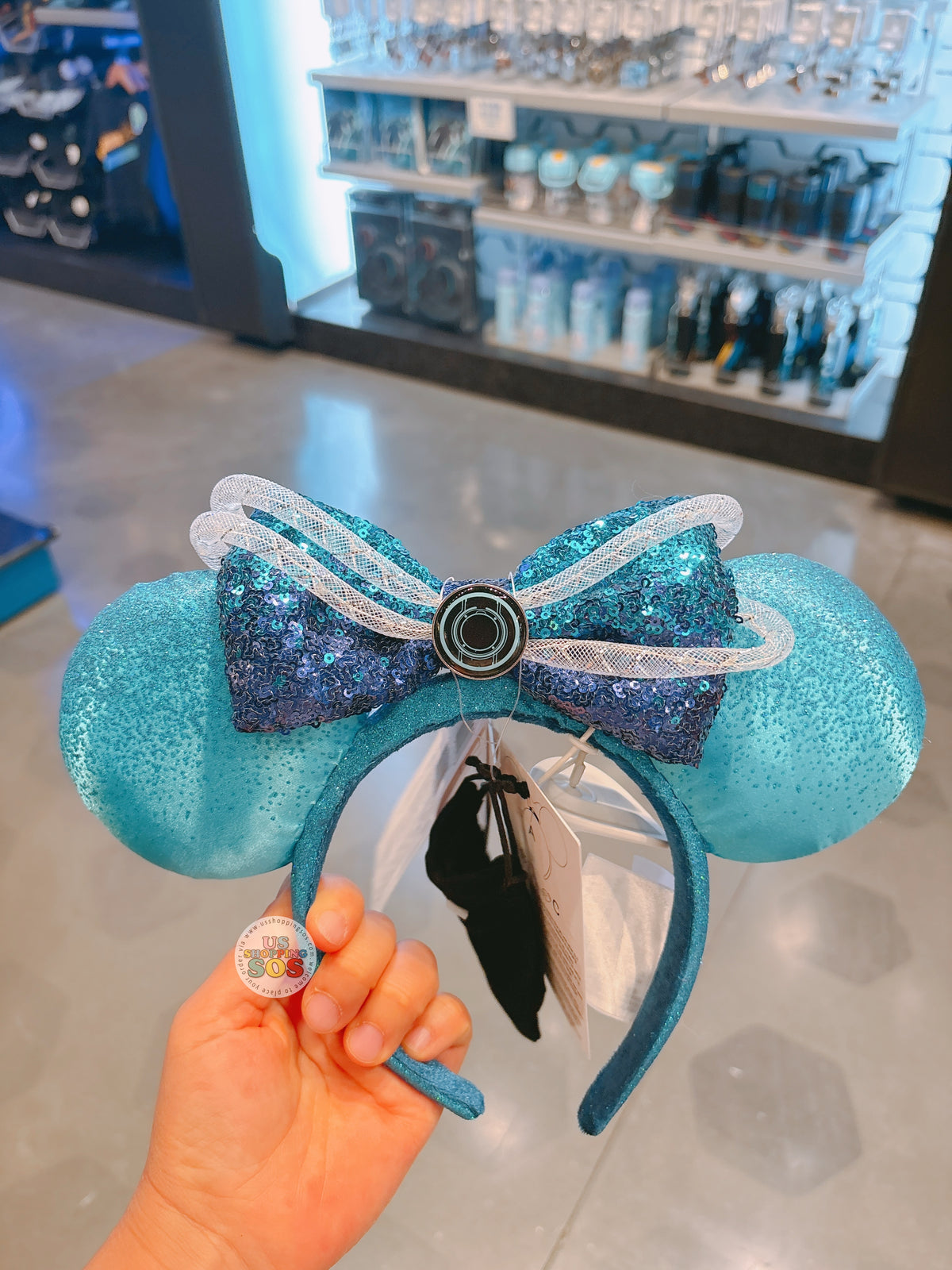 SHDL - Tron Minnie Mouse ‘Light Up’ Bow Sequin Ear Headband Color Blue ...