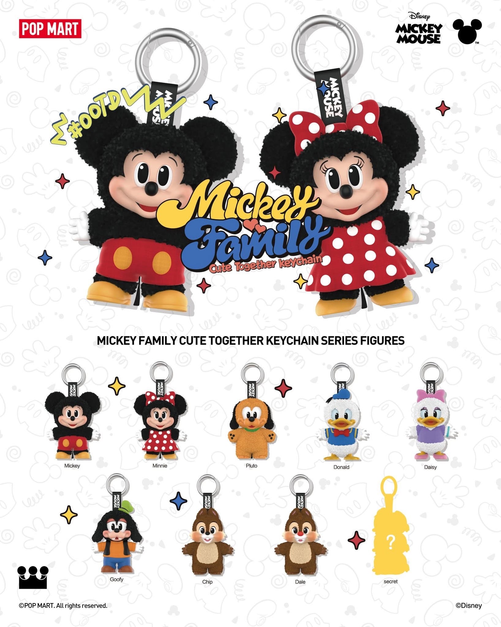 Popmart x Mickey Family Cute Together Keychain Series Figures Random S ...