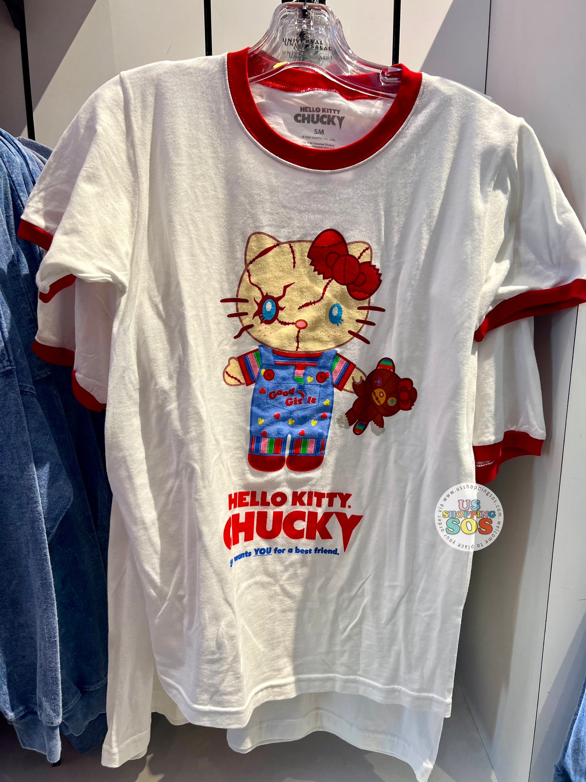 Universal Studios - Hello Kitty Chucky - White Red Ringer T-shirt (Adu ...
