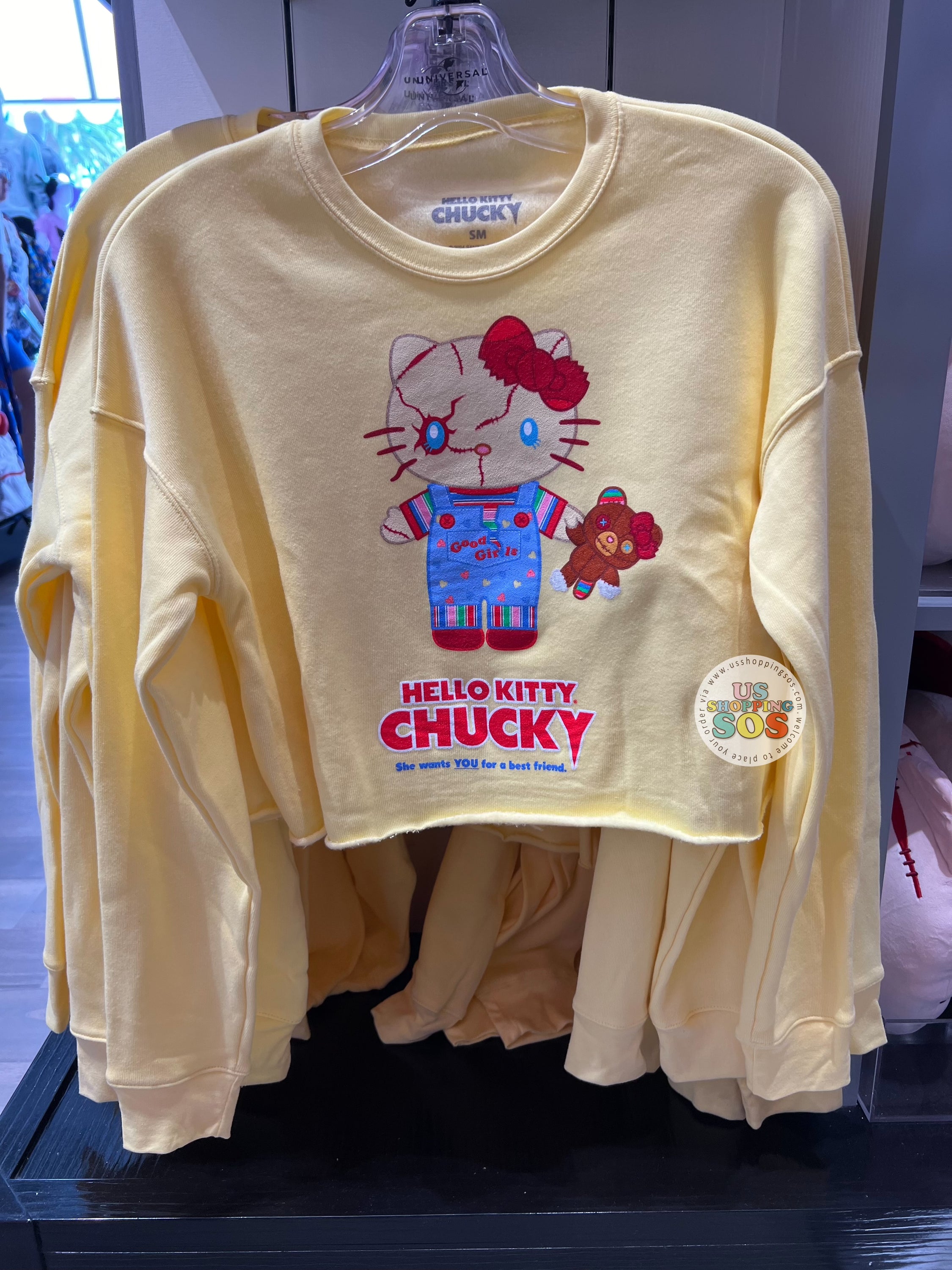 Universal Studios - Hello Kitty Chucky - Yellow Cropped Fleece (Adult ...