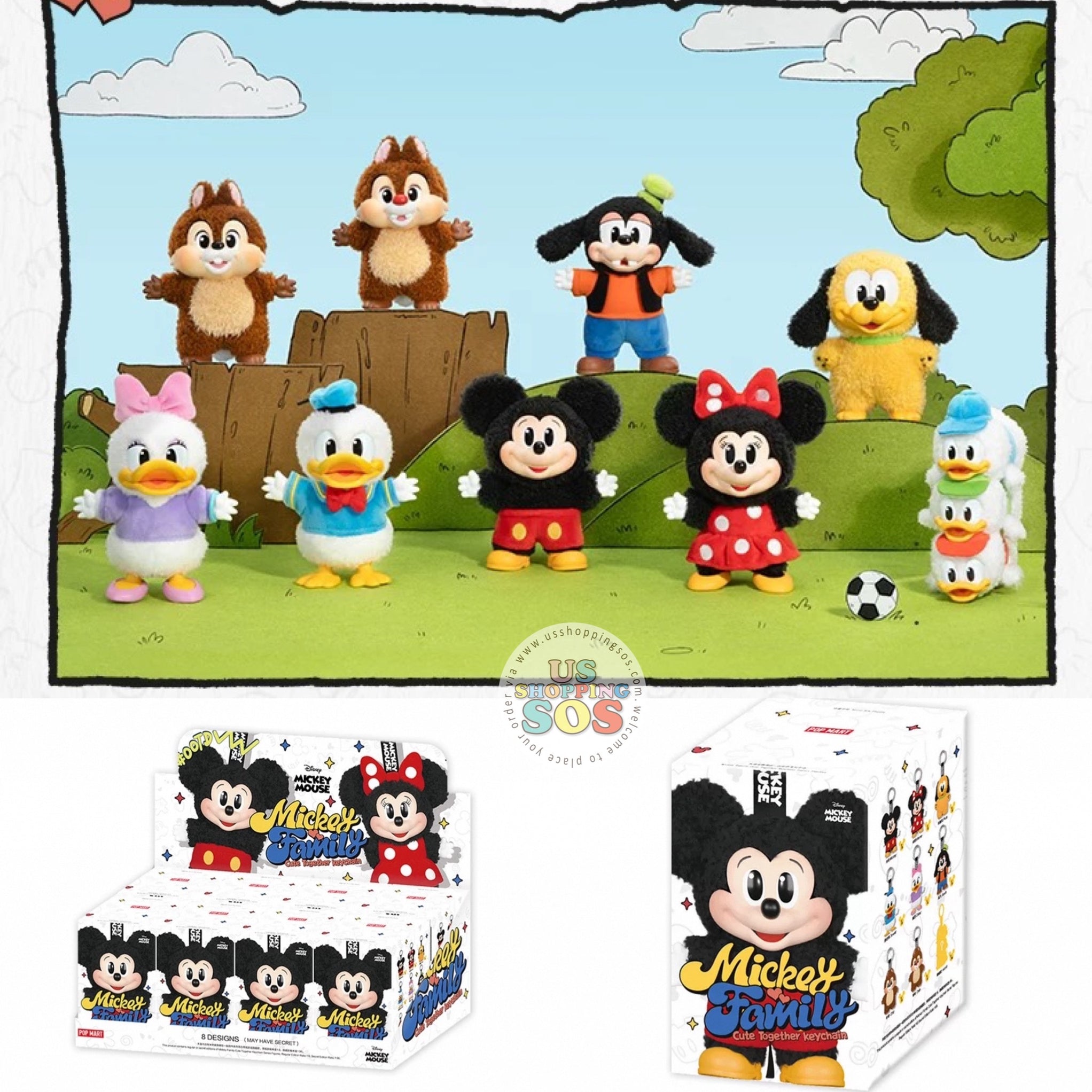 Popmart x Mickey Family Cute Together Keychain Series Figures Random S ...